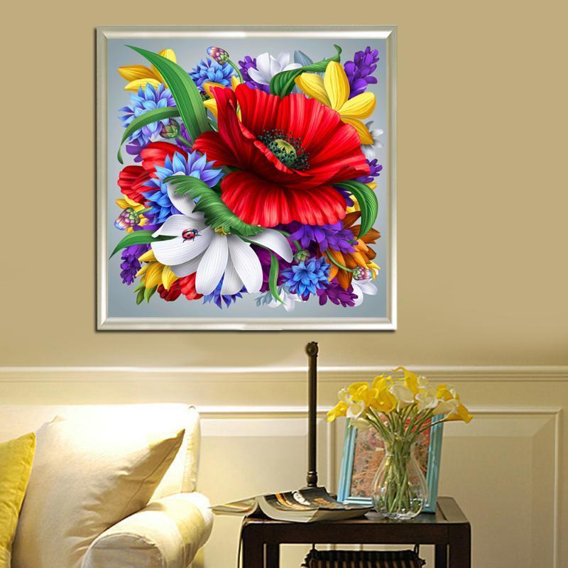 60x80cm Retro Flowers HD Photo Print 5D Wedding Decration Embroidery ...