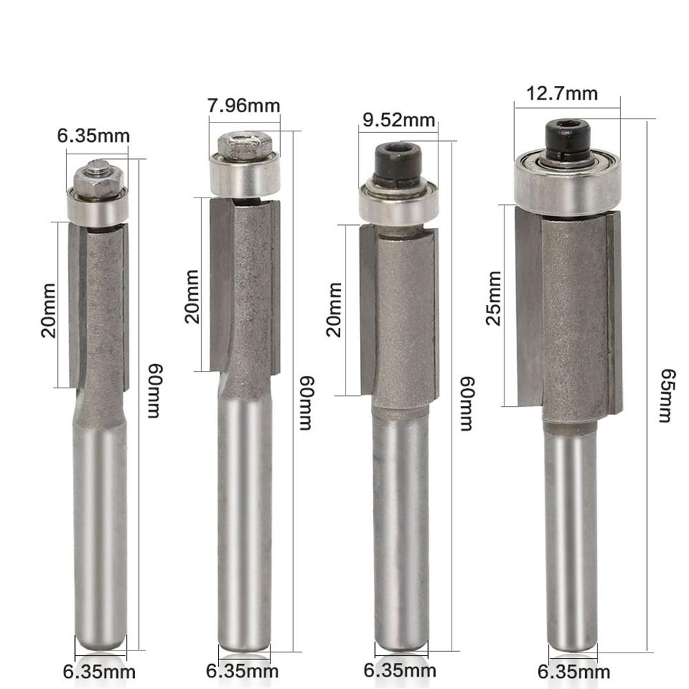 Buy 4x 1/4 Shank Straight Flush Trim Router Bit Set Woodworking Cutting ...