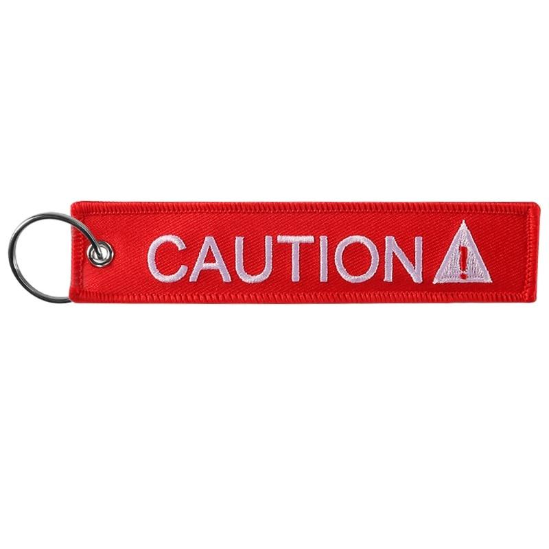 Buy Fashion Keychain Embroidery CAUTION Signs Car Keyring Keyfods Key ...