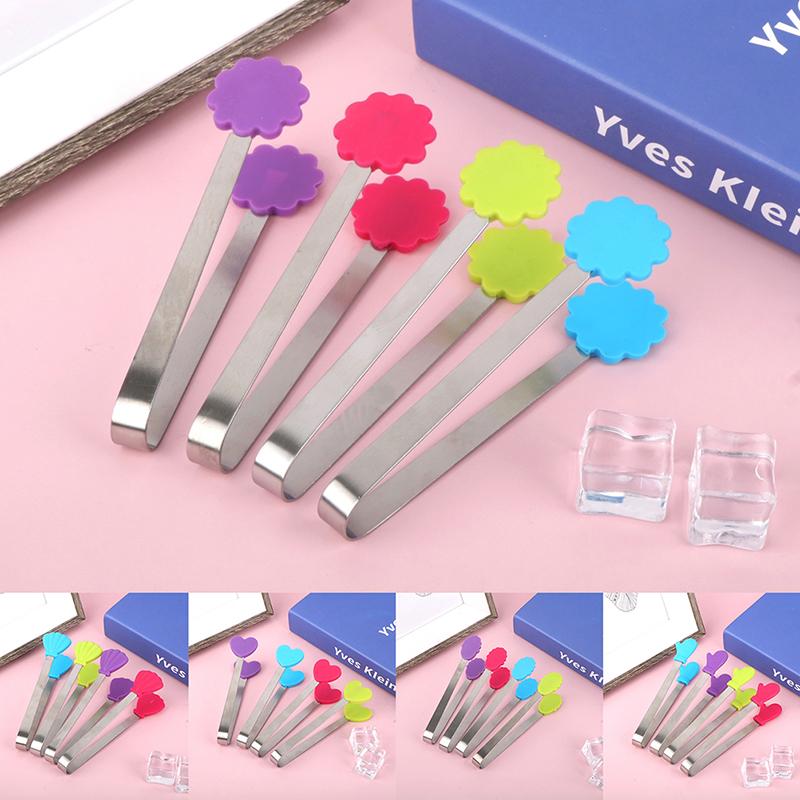 1Pc Silicone Food Tongs Flower Shape Non-Slip Stainless Steel Ice Candy ...