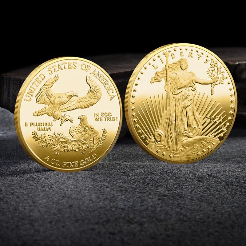 Buy American Golden Eagle Coin Statue of Liberty Commemorative Coin ...