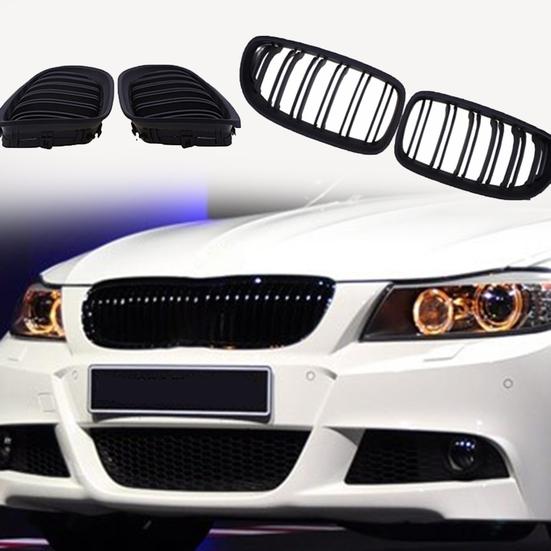 1Pair Car Front Kidney Grilles Double Slat Matte Black uygun fiyatlı ...