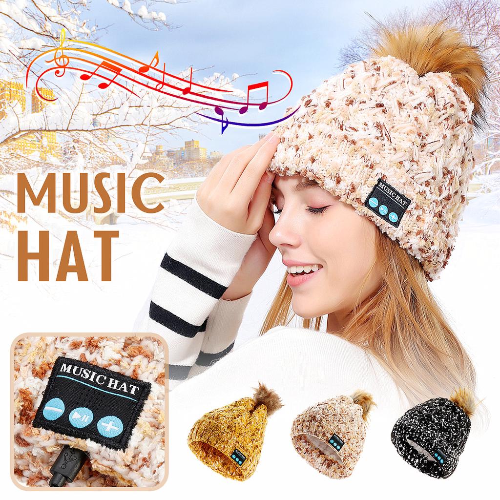 Buy Winter Bluetooth Music Hat Beanie Headset Stereo Channel Soft Warm ...
