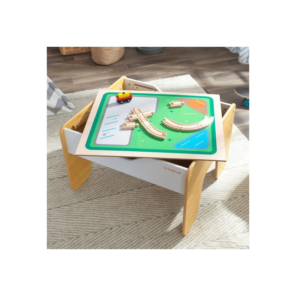 Buy KIDKRAFT - Wooden Table 2 In 1 Train Circuit and Building Bricks ...