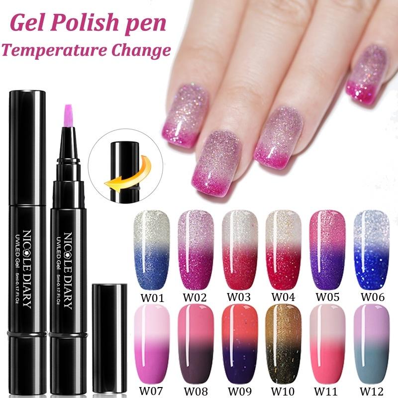 Buy 5ml Thermal Color Changing Gel Pen Soak Off Nail Art UV Gel Polish ...