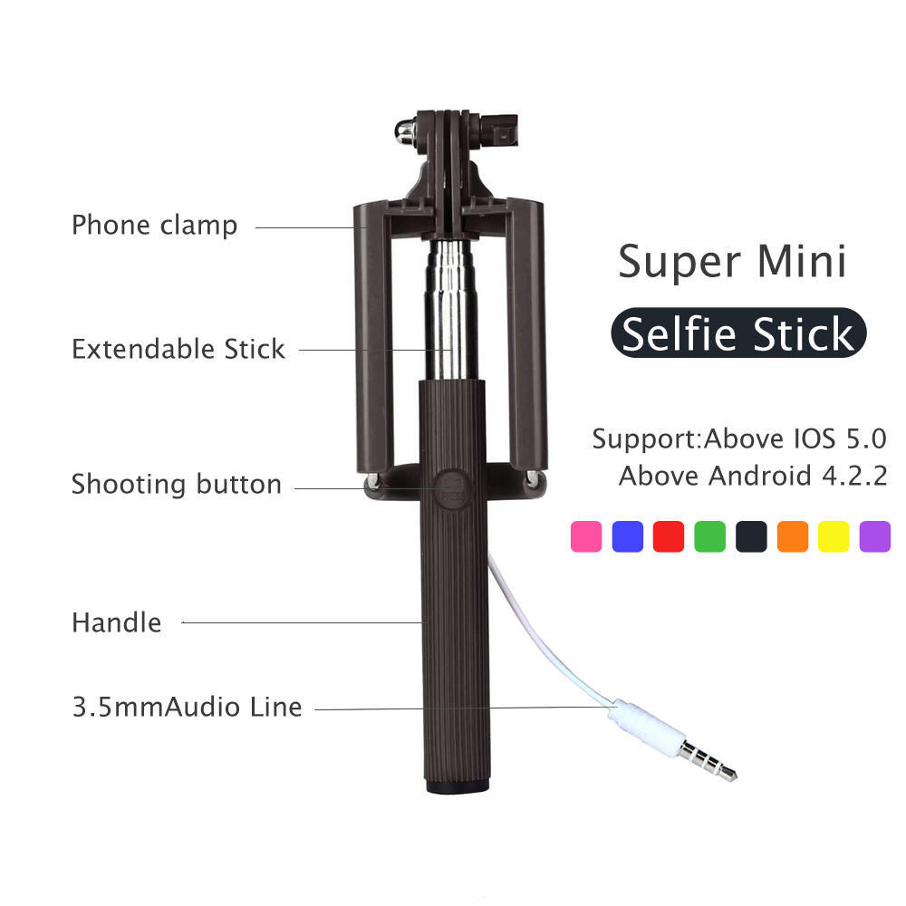 Buy Mini Handheld Extendable Fold Self-portrait Stick Holder Monopod at ...