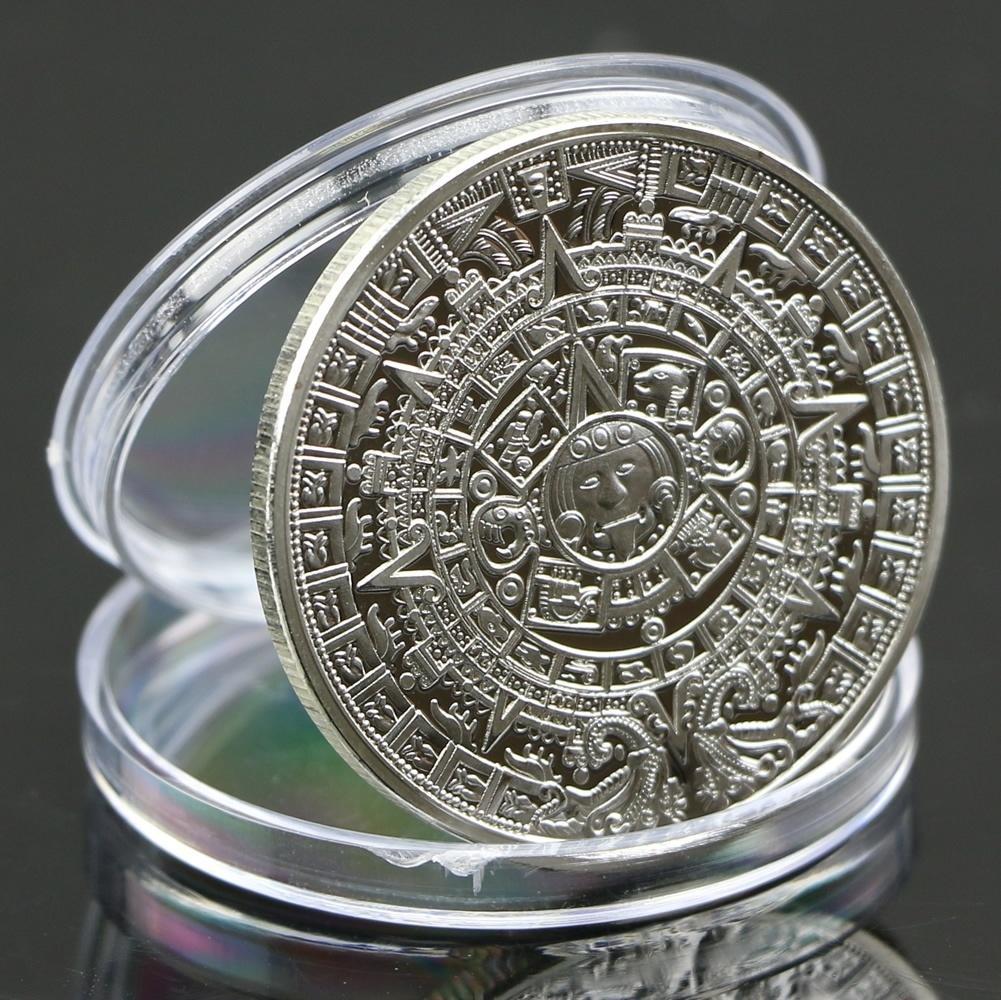 Retro Antique Silver Plated Mayan Aztec Calendar Souvenir Commemorative ...