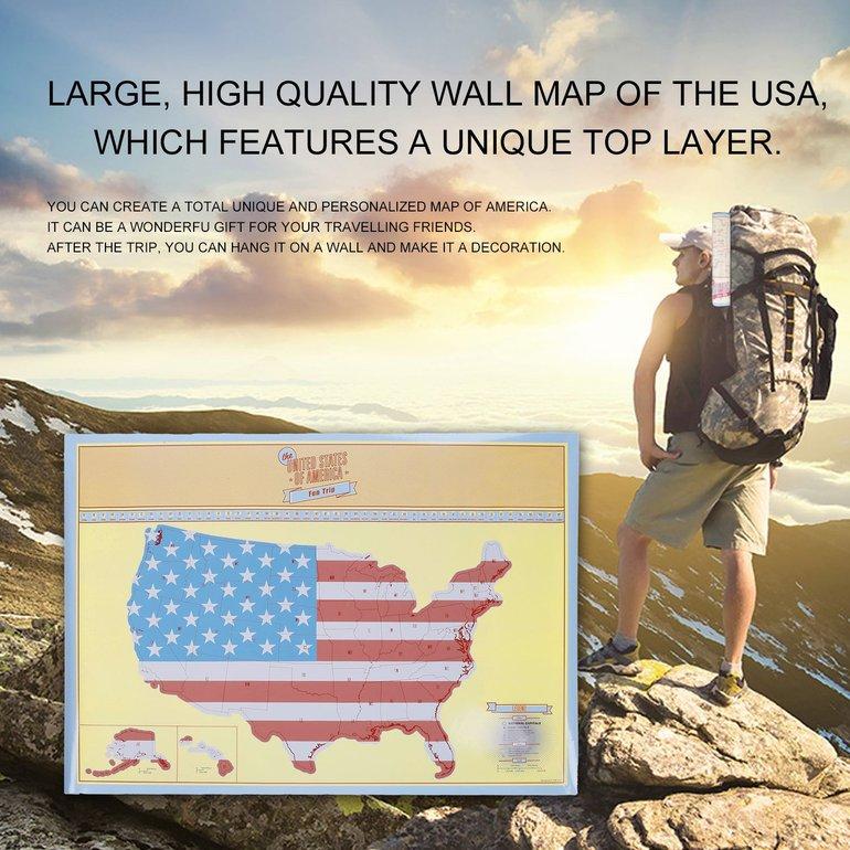 Buy SZW Travel Portable With Gift Map Of The World of United States Map ...