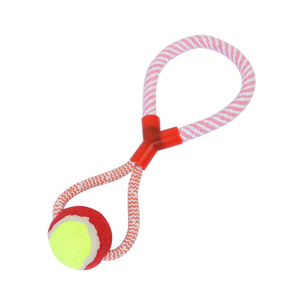 Dog Puppy Play Rope Tennis Ball Throw Tugger Pet Toy Fetch Chew Bite ...