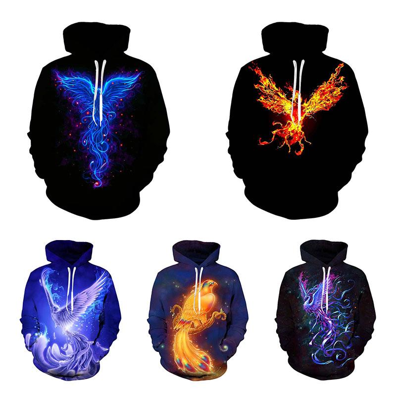 Satın alın Spring and Autumn Casual 3D Phoenix Print Zipper Sweater for ...