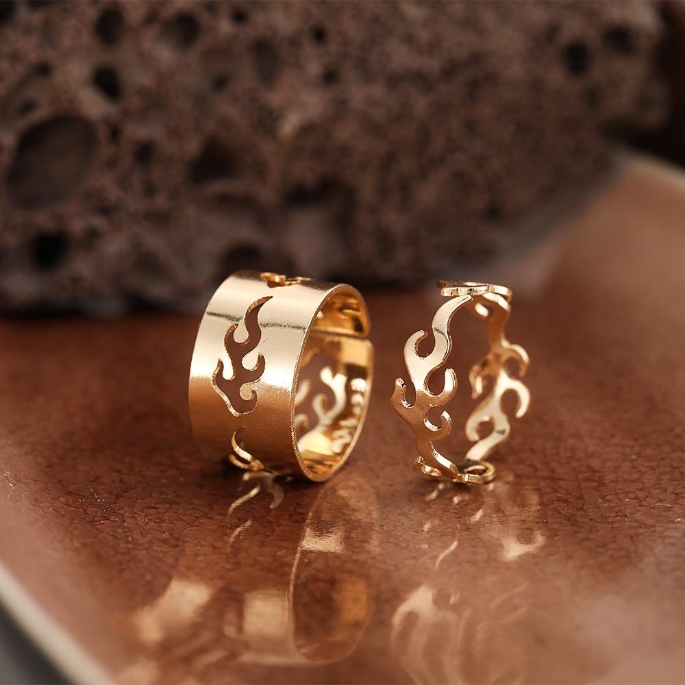 Buy Punk Fashion Silver Color Butterfly Fire Opening Ring For Lovers Couples Women Men Hollow ...