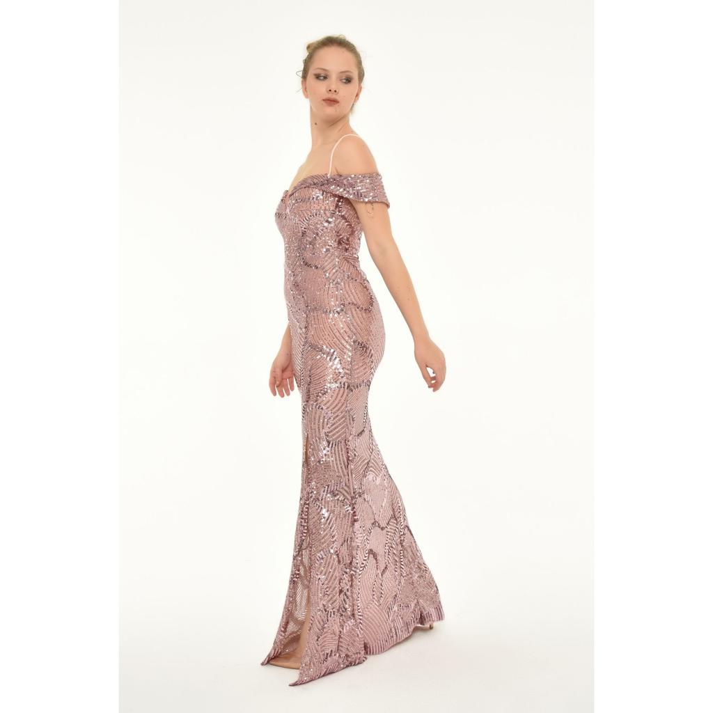 Buy Women Fish Model With Sequins Evening Dress Gray at affordable ...