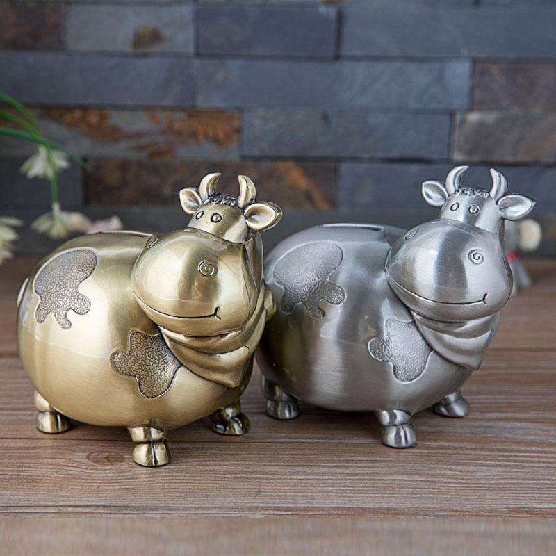 Buy European Style Creative Zodiac Piggy Bank Metal Craft Cute Cow ...