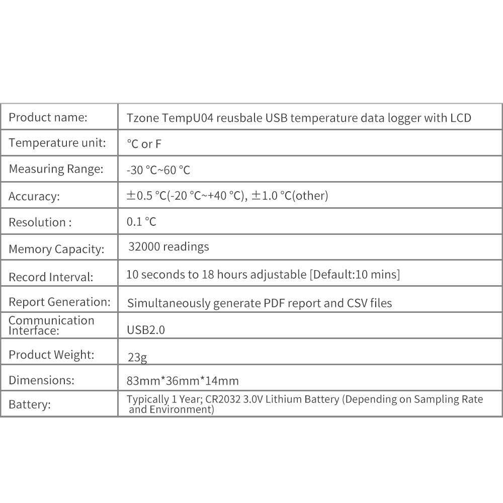 Buy Usb Temperature Data Logger Reusable Temperature Recorder Tempu 04 ...