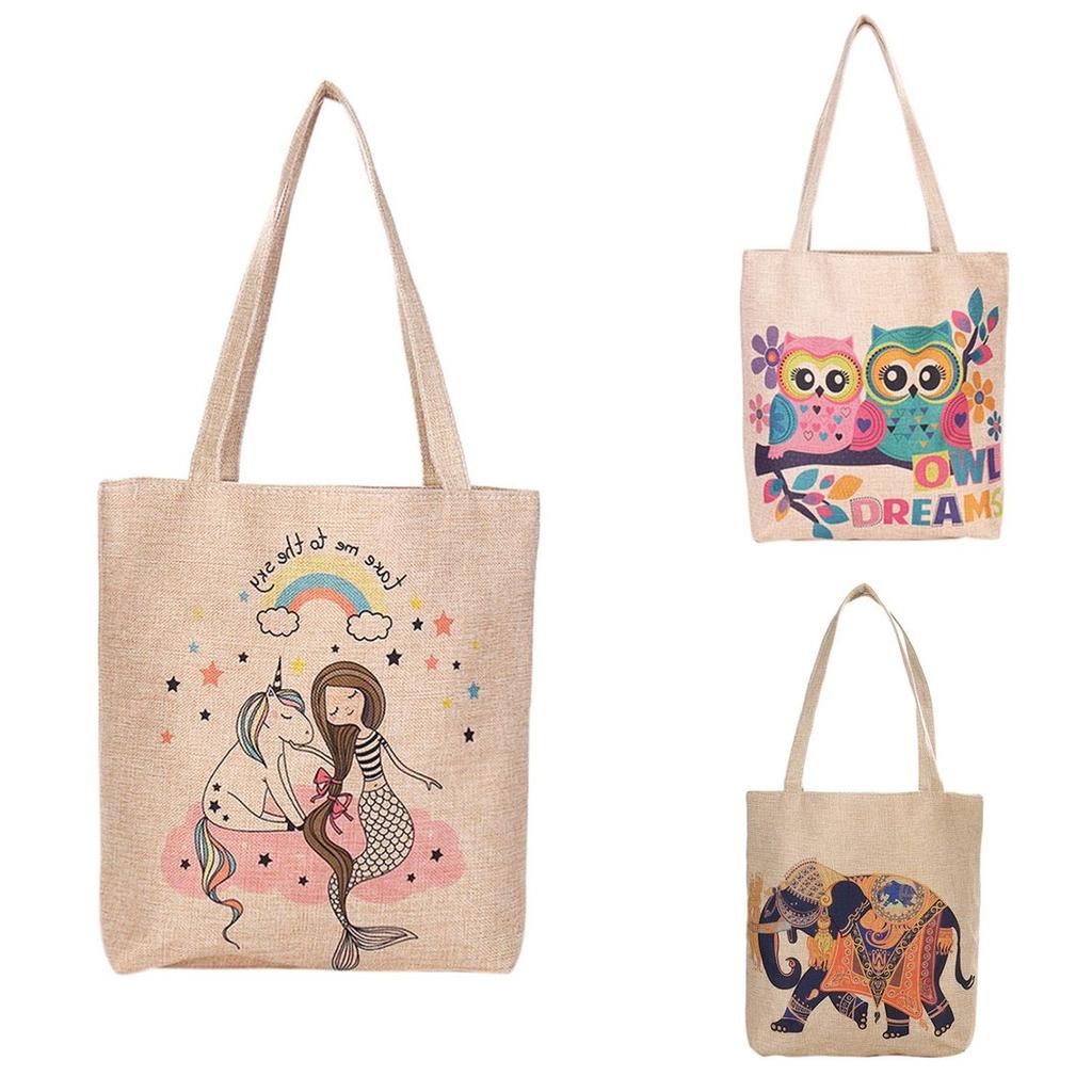 Cotton Linen Women Single Shoulder Bag Cute Printed All Match Clothes ...