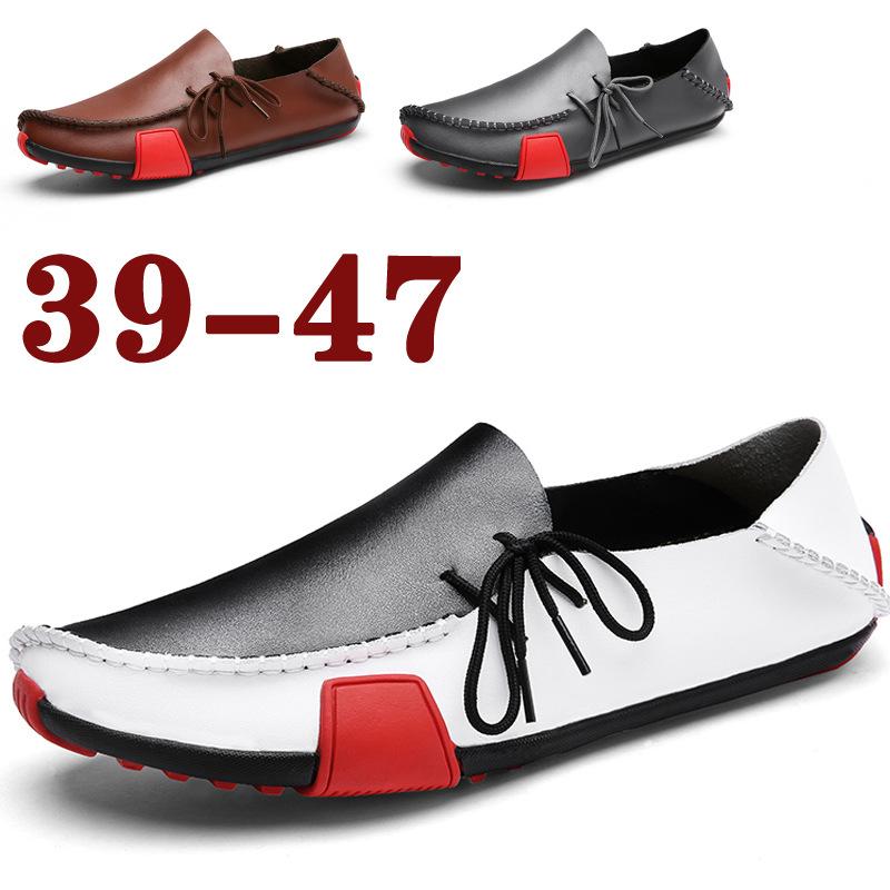 Buy Large Men's Doudou Shoes Men's Two-layer Cowhide Lace Up Trendy ...
