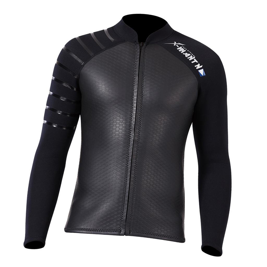 Buy 3mm Men Neoprene Sleeve Wetsuit Front Zip Diving Suit Top Coat ...