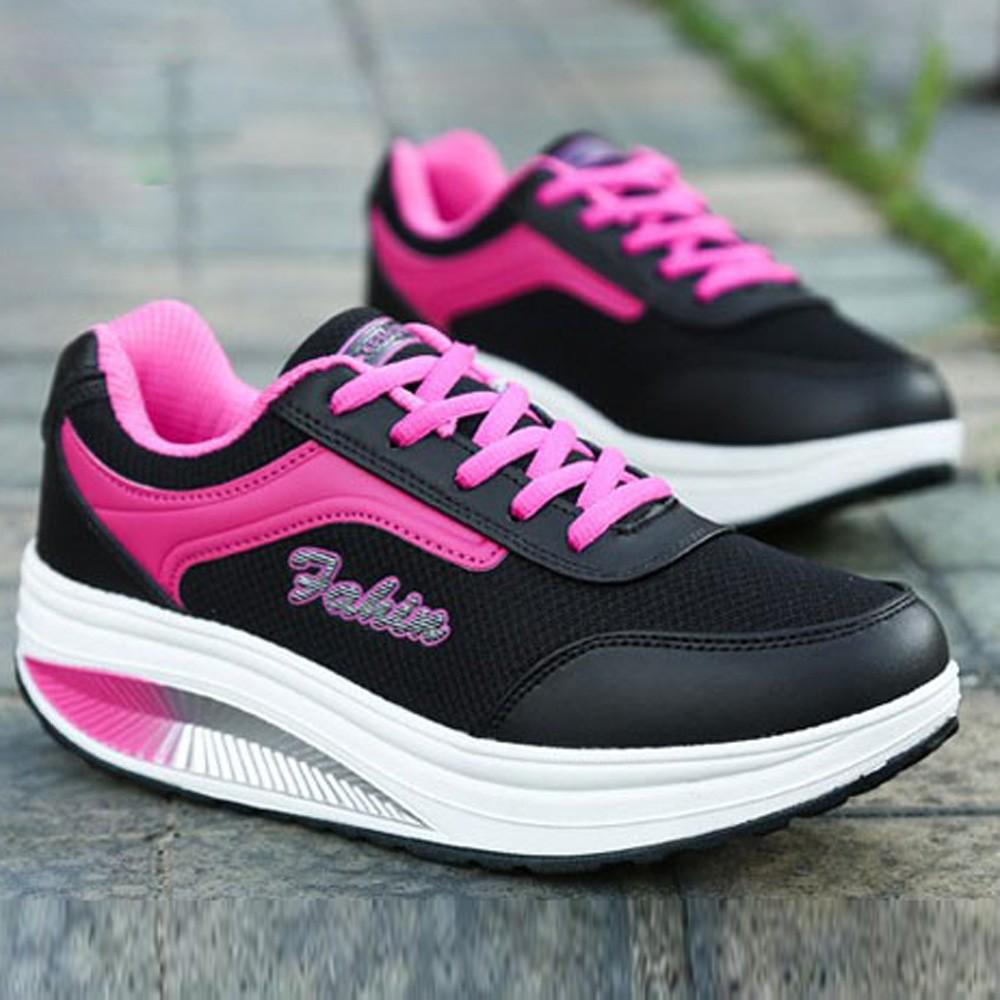 Buy Women Fashion Mesh Heightening Shoes Soft Bottom Rocking Sneakers ...