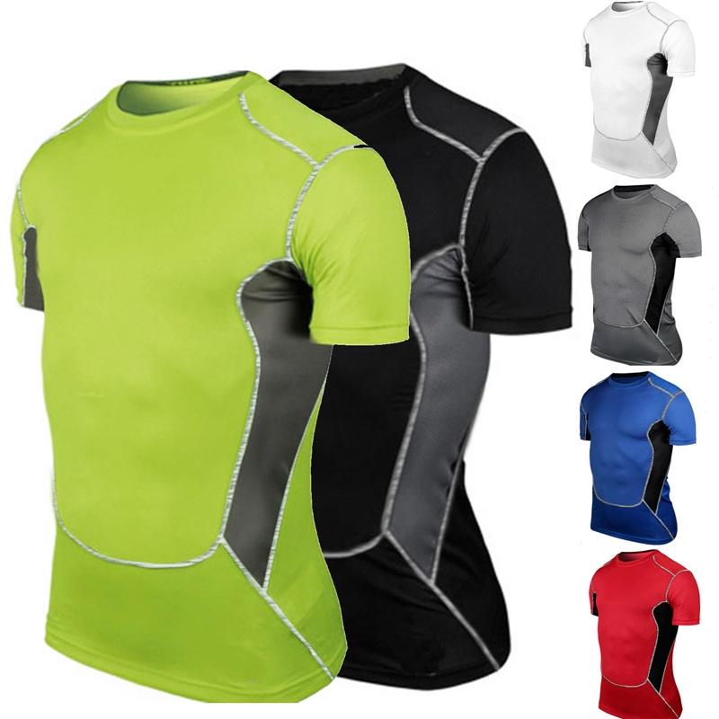 Buy Men Sports Compression Shirts Professional Base Layer Short Sleeve ...
