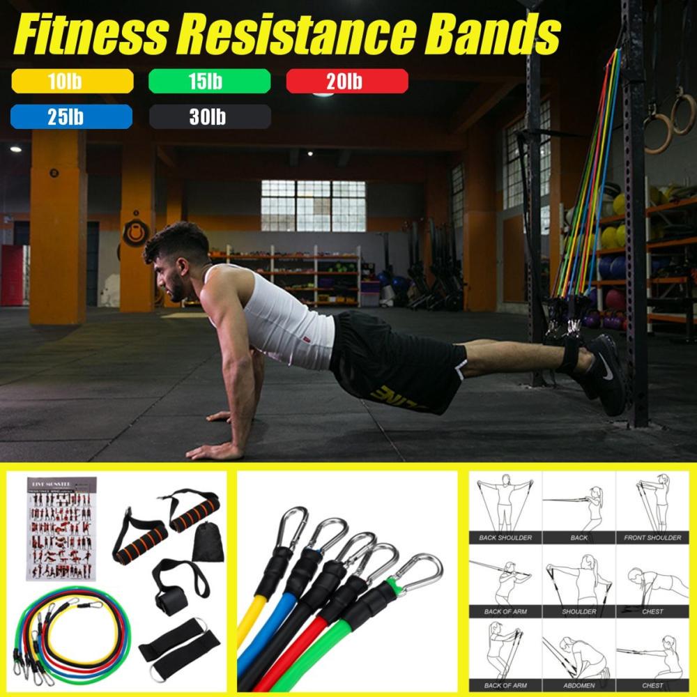 11 PCS Fitness Rope Set Resistance Training Handles Home Workouts ...