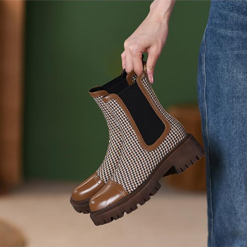 Buy Leisure Booties Female Spring Autumn Elastic Force Round Head ...