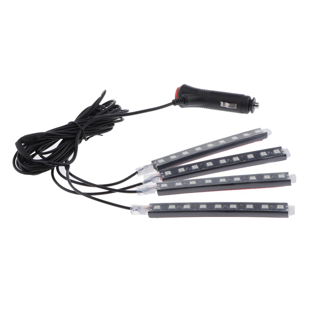 Buy 4 Pieces 9 LED Car Auto Strip Light Decorative Lamps Interior Blue ...