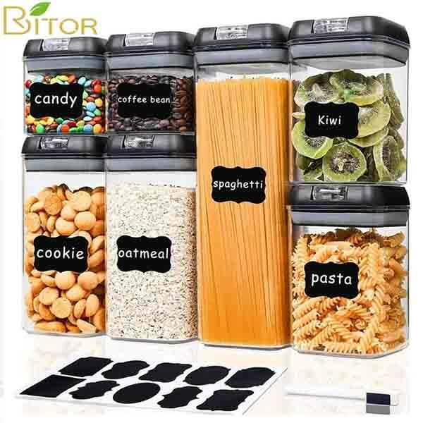 Buy 7pcs Sealed Food Storage Containers Bulk Jar Set for Cereal Plastic ...