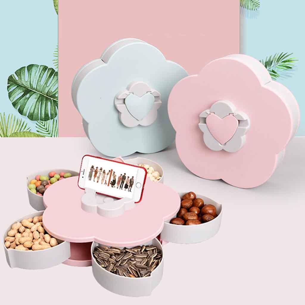 Buy Bloom Rotating Snack Box Flower Design Candy Food Storage Box ...