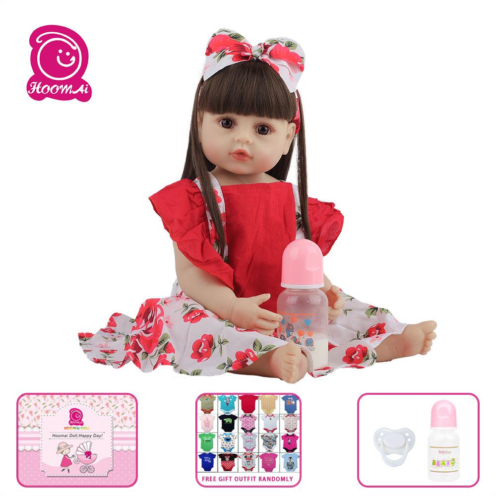 Buy 21inch 55CM All Silicone Reborn Baby Doll Long Hair Smile Bow ...