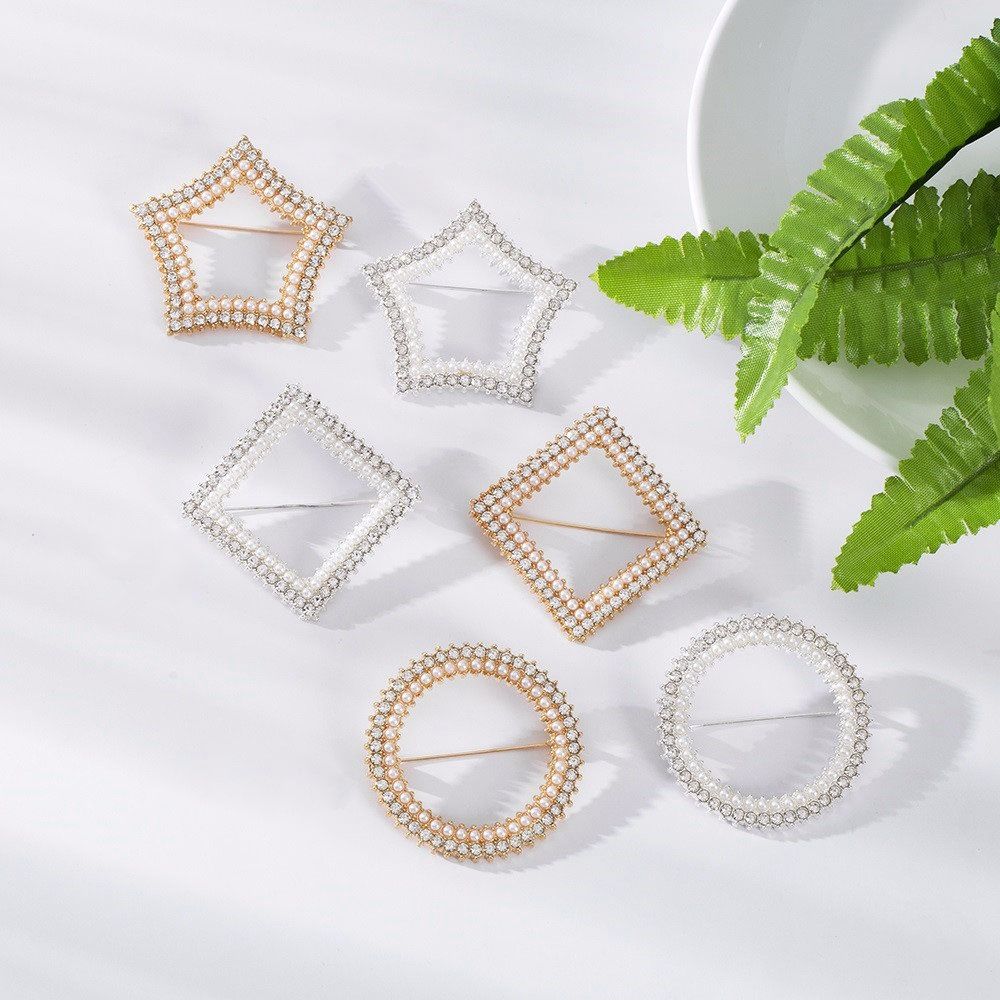 Buy Women Alloy Square Flower Pearl Pin Female Jewelry Korean Style ...