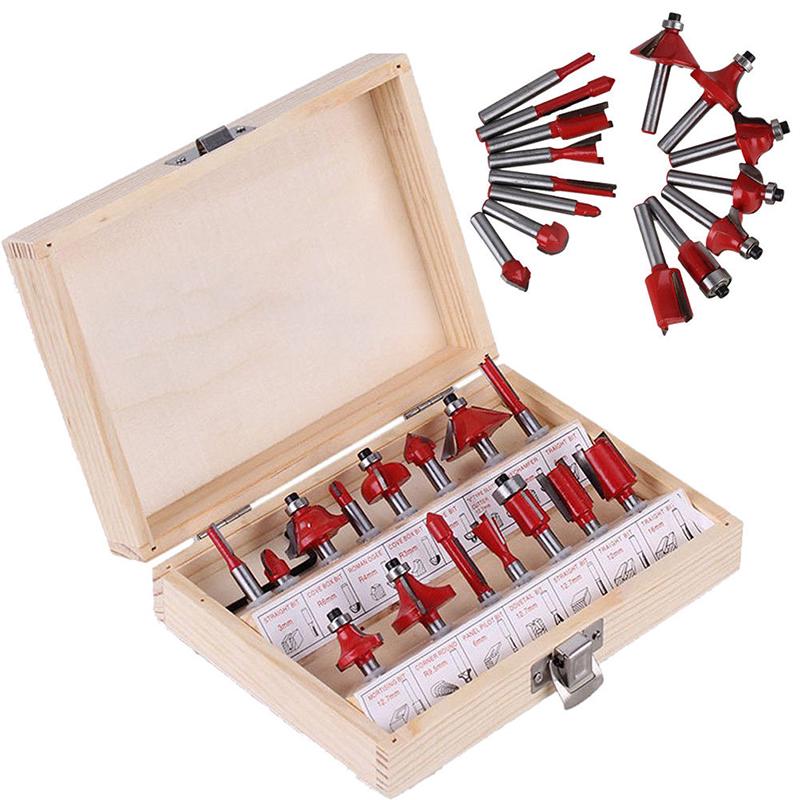 15pcs 1/4 Router Bit Set Shank for Tungsten Carbide Rotary Tool ...