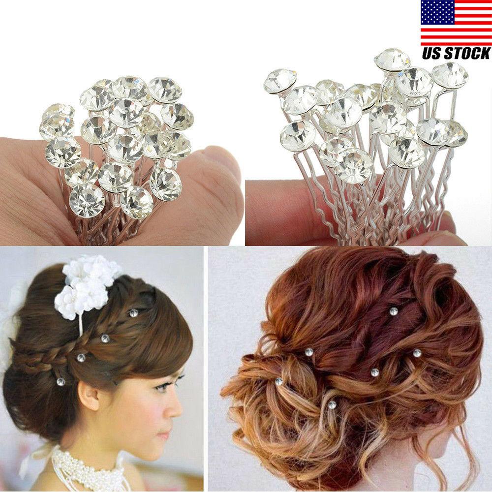 Buy 20PCS Clear Crystal Rhinestone Wedding Bridal Prom Hair Pins ...