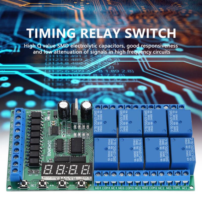 Buy DC 12V 8CH LED Multifunction Digital Delay Time Cycle Timing Relay ...