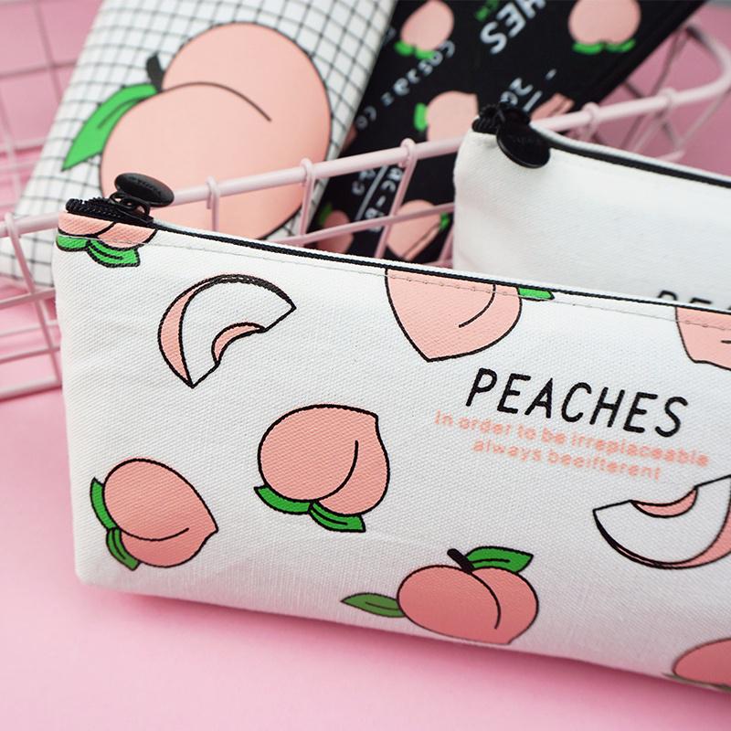 Buy New Canvas Fruit Peach Pencil Case School Pencil Cases for Girl ...