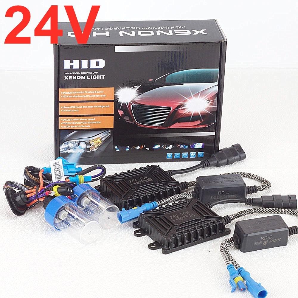 Cheap 24V 75W Ballast kit HID H4 Xenon Light bulb For Truck H1 H3 H7 6000k cold white Auto Xeno ...