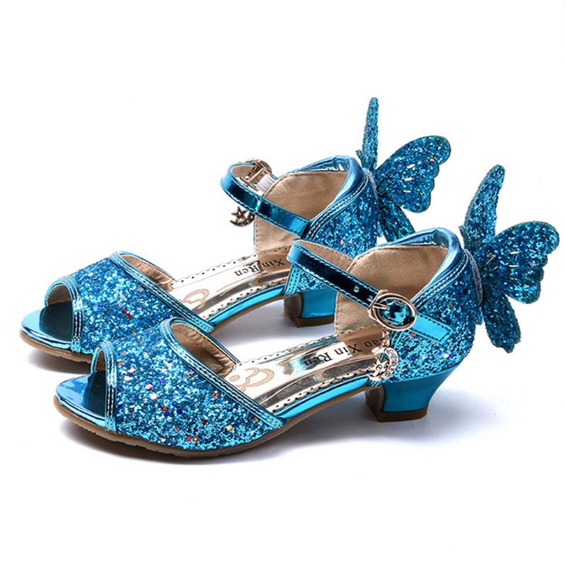 💰Köp billigt online Princess Girls Sandals Kid Butterfly Diamond High Heel Children Glitter ...