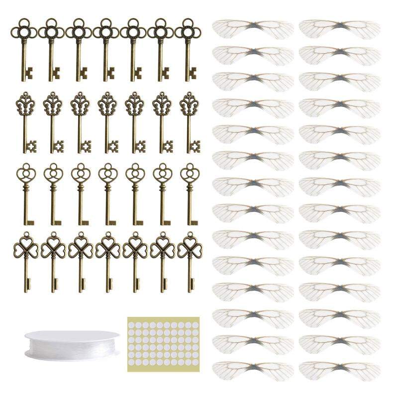 Cheap Vintage Skeleton Keys Flying Key Charms with 28x Dragonfly Wings ...