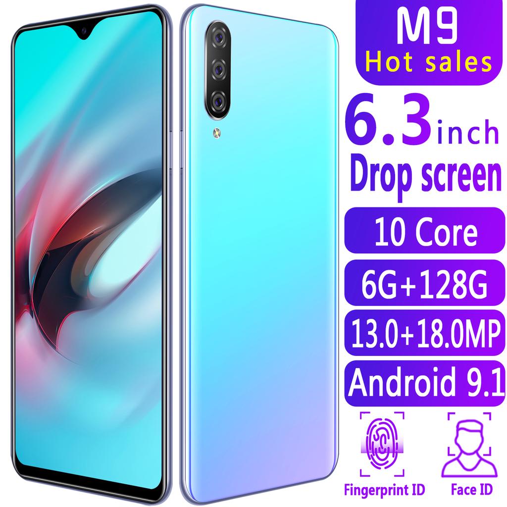 The M9 Android 9.1 System 6GB RAM+128GB ROM 10Core 8.0mp+16.0mp Camera ...