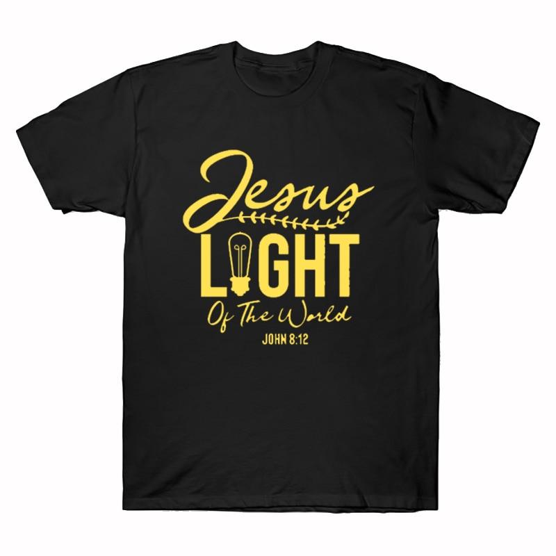 Buy Jesus Light Of The World Bible Verse Mens Tshirts Christian Cotton ...