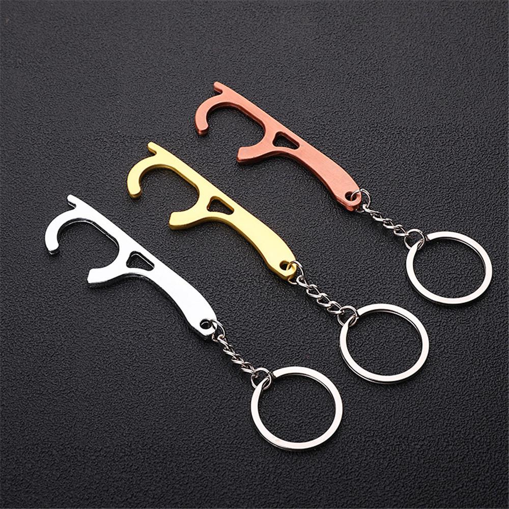 1pcs Portable No-touch Open Door Metal Keychain Key Universal Keychain ...