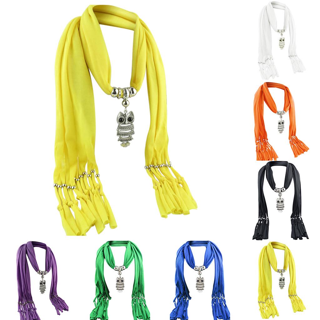 Buy Pendant Scarf With Tassel Rhinestone Jewelry Scarves For Women at ...