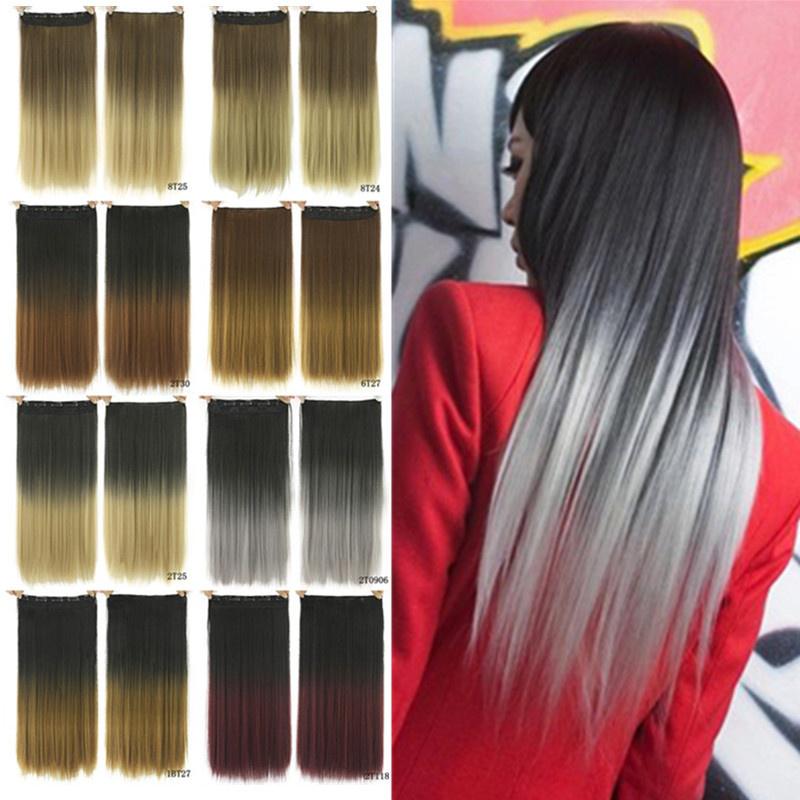 Buy Blond Gradient Straight Long Hair Extension Womens Synthetic Heat ...