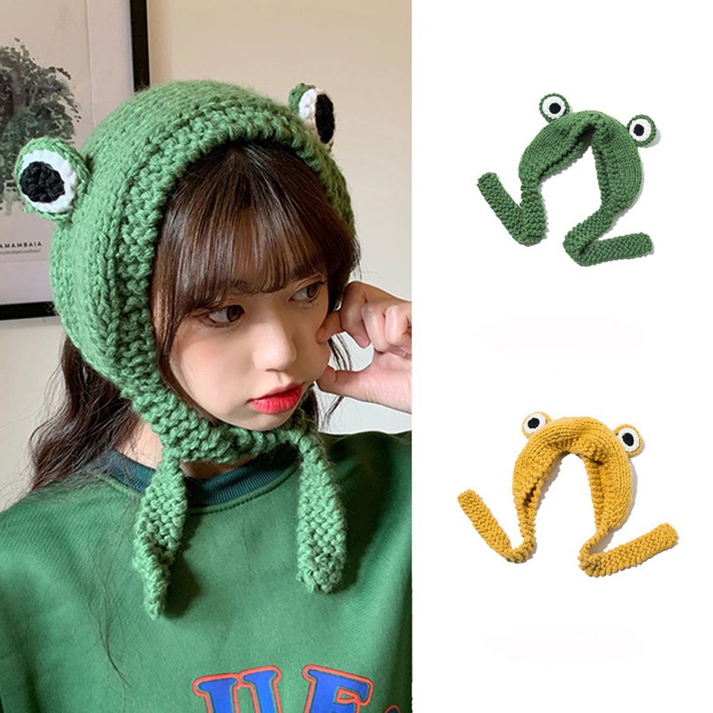 Buy Frog Headband Hat Cute Crochet Knitted Headband Outdoors Big Eye ...