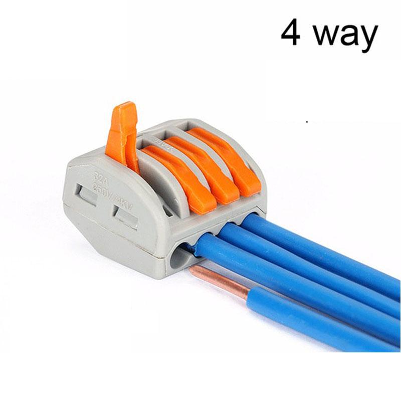 Buy 2/3/4/5/8 Way Reusable Spring Lever Terminal Block Electric Cable ...