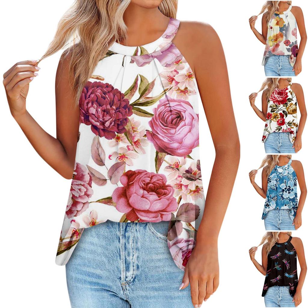 Cheap Tank Tops For Women Loose Fit Pleated Summer Solid Color ...