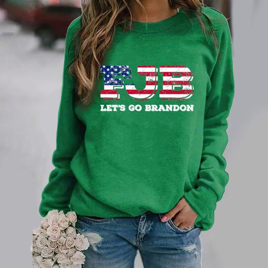 Cheap O-Neck Long Sleeve Women Sweatshirt Let's Go Brandon FJB Letter ...