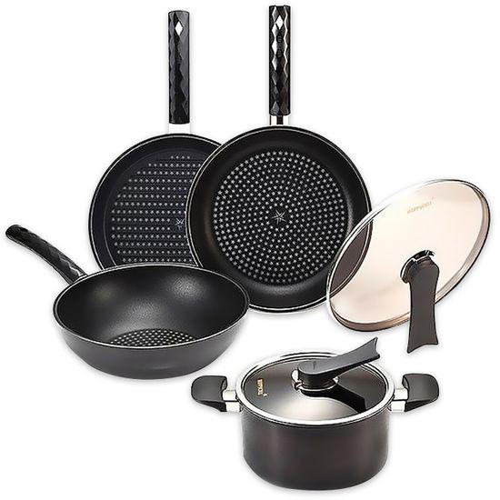 Buy Happy Call Diamond Coated Four Cell Frying Pan Black Edition Set at ...