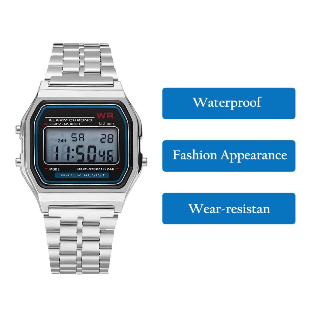 Multi-function Sports Electronic Watch Luminous Alarm Clock Steel Watch ...