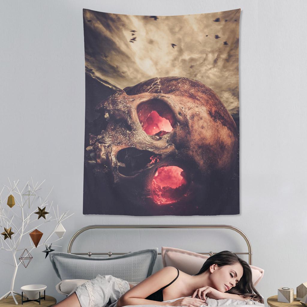 Buy 153x203cm Human Skull Printing Wall Hanging Tapestry Beach Towel ...