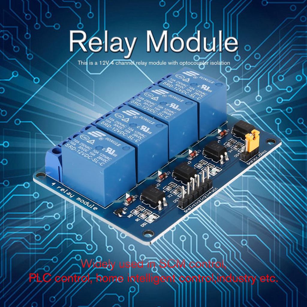 Buy 12V 4 Way Relay Module Interface Board Low Level Trigger ...